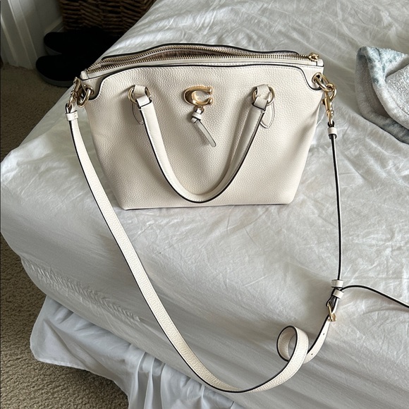 Coach | Bags | Coach Ivory Leather Satchel | Poshmark